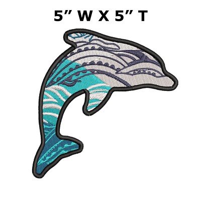 Dolphin Embroidered Iron-on Patch Applique Vacation Souvenir Gift Sea ...