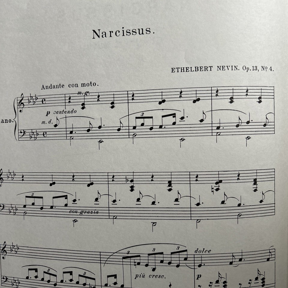 Vintage Sheet Music Narcissus Ethelbert Nevin Boston Muics Co 492 Piano ...