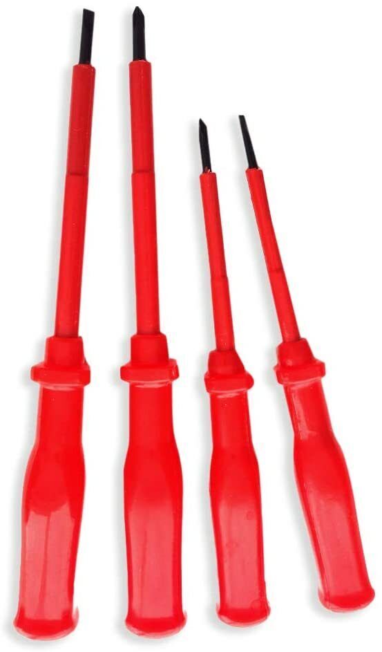 4pc Insulated Screwdriver Set | Screwdrivers Tools DIY Electrics Black ...