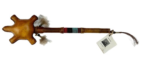 Navajo Rawhide Turtle Rattle Beaded Leather Shaker Native American Art ...