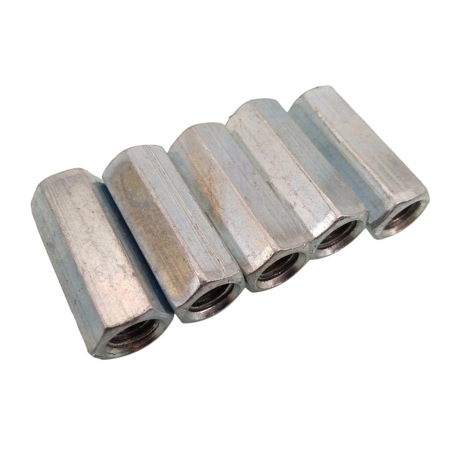 M8x1.25x30mm Long Rod Coupling Hex Nut Connector 5 Pack Zinc Plated ...