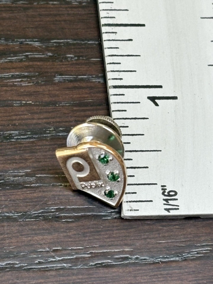 Vintage Publix Employee Service Pin 10K Gold With 3 Real Emerald Stones ...