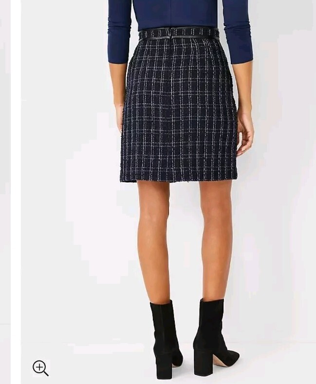 Ann Taylor Tweed Button Wrap Skirt Dark Blue A-line Size 8 | eBay