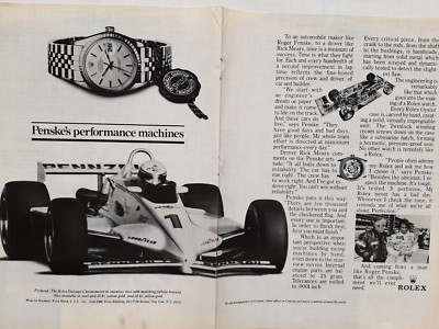 1983 ROLEX DATEJUST WATCH AD - ORIGINAL ADVERTISING - RICK MEARS RACING ...