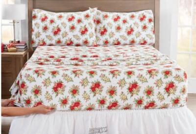 BedTite Holiday Sheets Poinsettia Full | eBay
