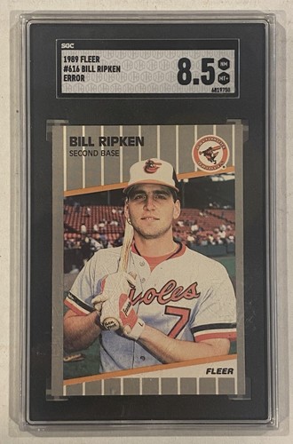 BILL RIPKEN 1989 FLEER FF ERROR CARD #616 BILLY F**K FACE BAT SGC 8.5 ...