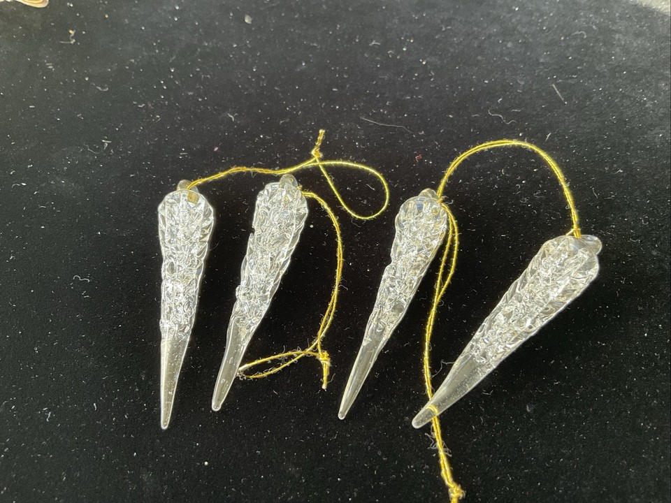 11 Vintage Spun Glass Assorted Christmas Ornaments With Gold Trim | eBay