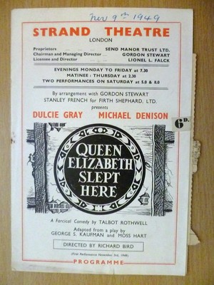 1949 Strand Theatre Programme: Queen Elizabeth Slept Here by Talbot ...