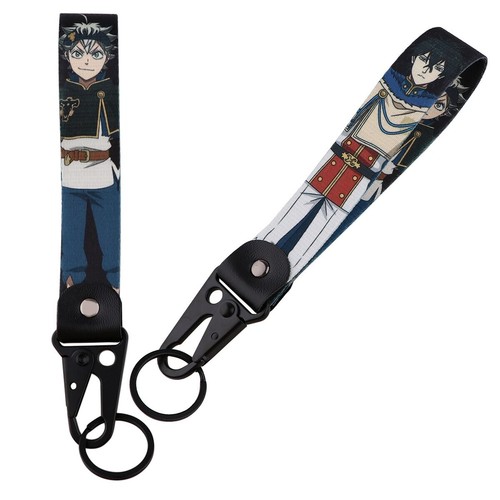 Black Clover Anime Asta And Yuno Lanyard Wrist Strap Hook Key Tag ...