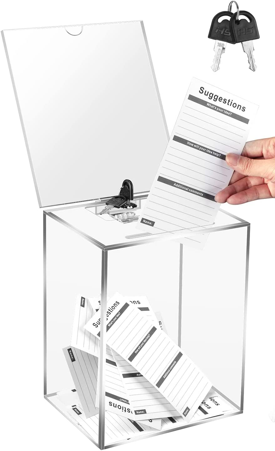 Large Acrylic Donation Box with Lock，Safe Suggestion Box with Sign ...