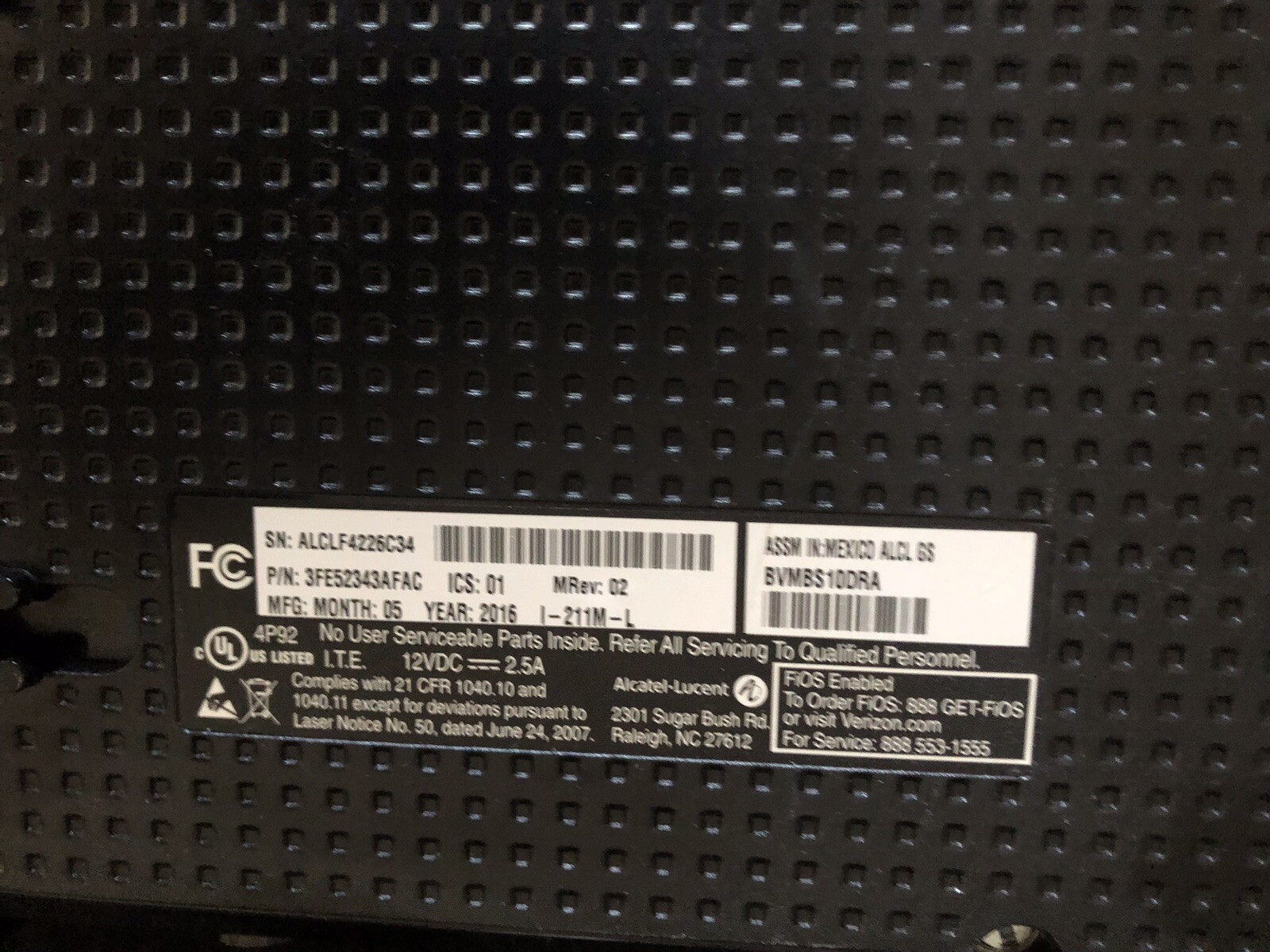 ALCATEL VERIZON FIOS TV INTERNET OPTICAL NETWORK TERMINAL ONT I-211M-L ...