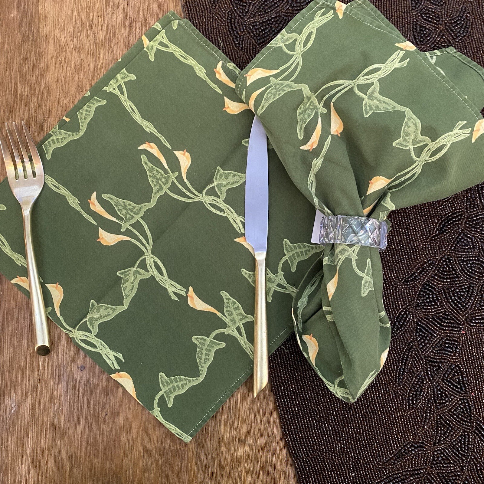 Vintage Cloth Napkins Naj Oleari Green Lily Barneys Chelsea Passage 7 ...