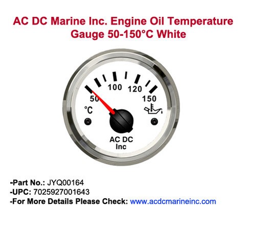 Marine Engine Oil Temperature Gauge 50-150°C #JYQ00164 #White #Chrome ...