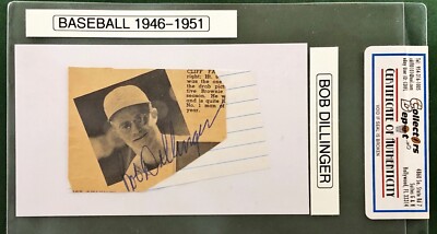 BOB DILLINGER BASEBALL AUTOGRAPH PHOTO WITH CERTIFICATE OF AUTHENTICITY ...