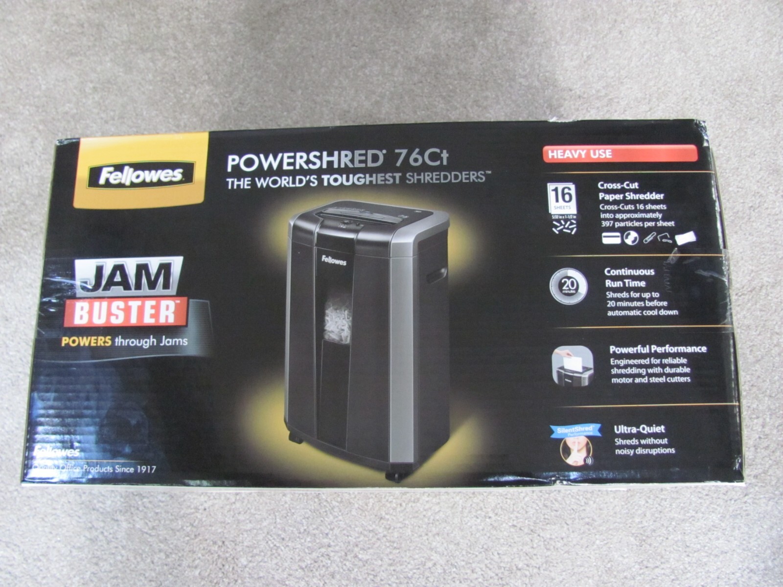 Fellowes Powershred 76CT 16-Sheet Cross-Cut Heavy Duty Paper Shredder ...