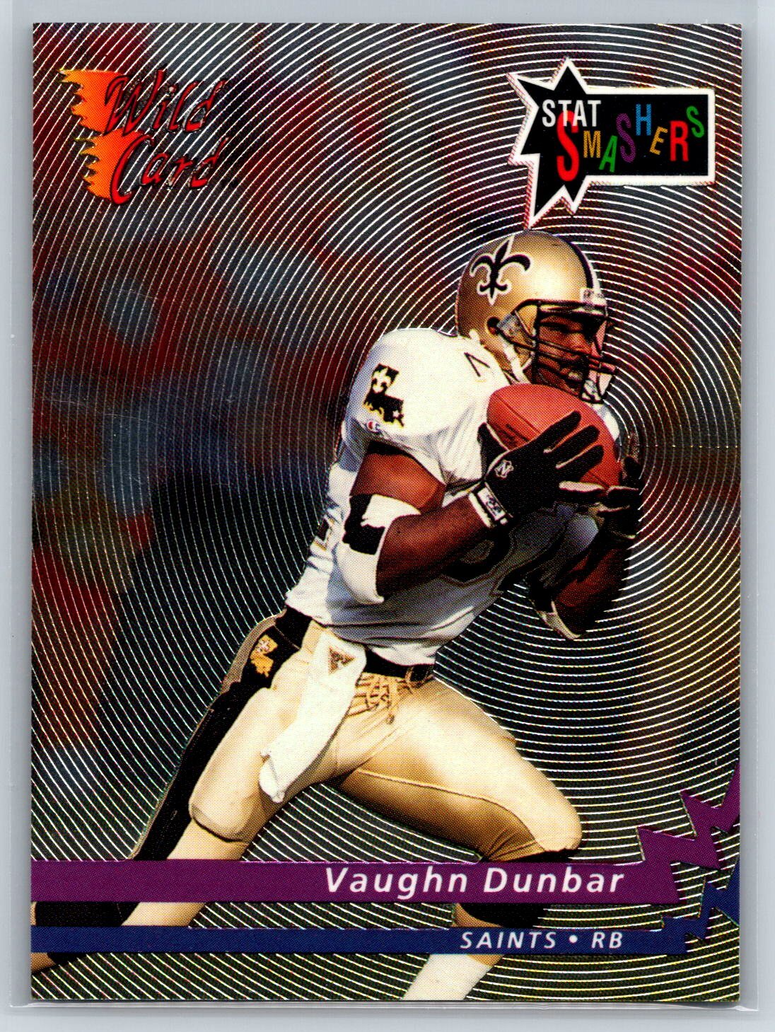 1993 Wild Card Vaughn Dunbar Stat Smashers Insert New Orleans Saints # ...