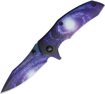 Rough Rider Galaxy Image Linerlock Aluminum Handle 420 Folding Knife ...