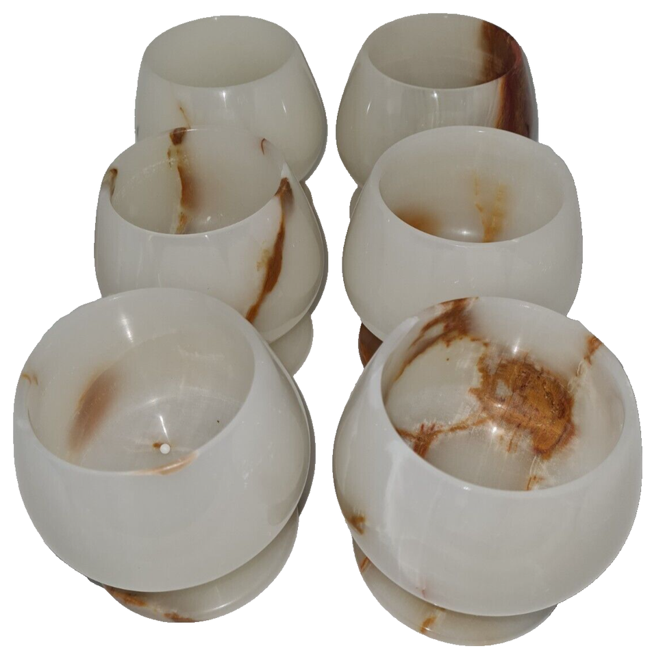 Handmade Natural White Onyx Wine Goblets - Set of 6, 4" x 4" x 4", Cap ...
