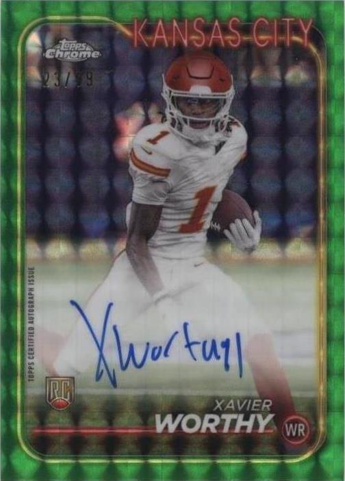 2024 Topps Chrome - Rookie Autographs Xavier Worthy #RA-XWO Green ...