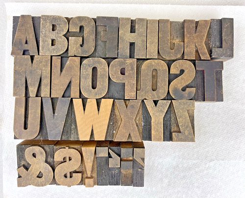 VTG Antique Lot of 29 Letterpress Letters Symbols Wood Type Printers ...