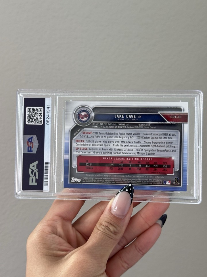 2019 Bowman Chrome - Chrome Rookie Autographs Jake Cave #CRA-JC Blue ...