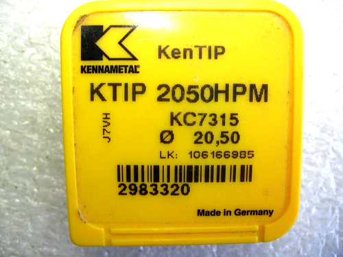 Kennametal KTIP 2050HPM Grade KC7315 20.50 mm Replaceable Carbide Drill ...