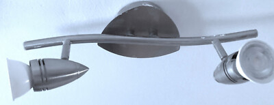 2 Way Twin GU10 LED Chrome Ceiling Spotlight Straight Bar Light ...