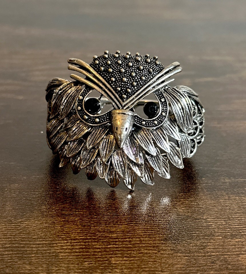 Vintage Retro 1980s Night Owl Silver Costume Cuff Bangle J218 | eBay UK