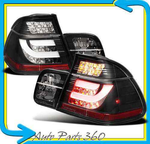 02-05 BMW E46 3-SERIES 325I 330I 4DR LED ALTEZZA TAIL LIGHTS BLACK W ...
