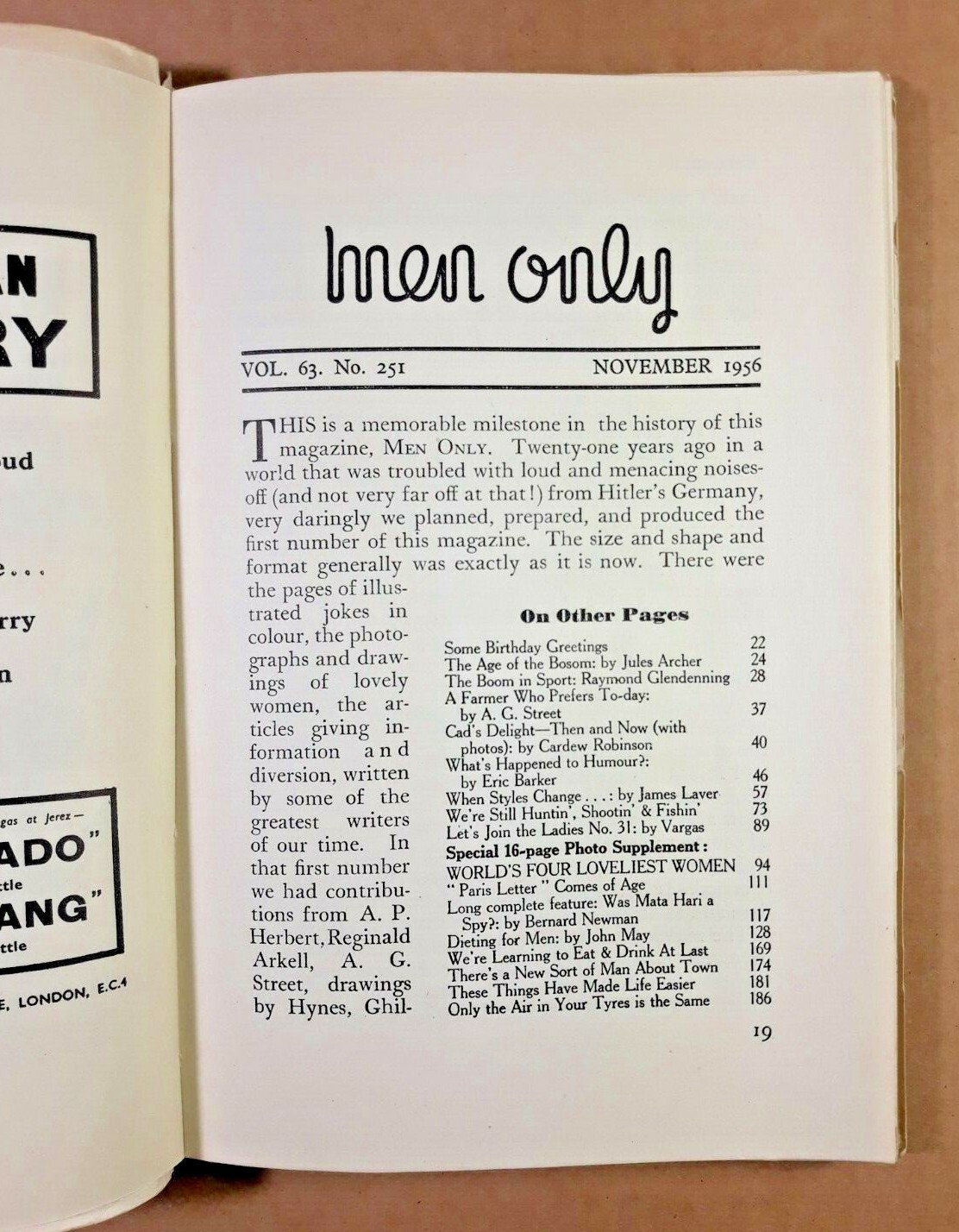 MenOnly magazine - November 1956 - Vol.63, No. 251. Cover: 21st ...