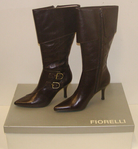 Fiorelli Winter Boots Womens Pointy Jaye Choc Leather Shoes Brown SIZE ...