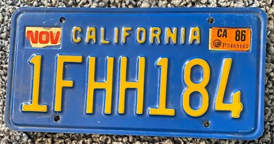 California 1986 BLUE License Plate NICE QUALITY # 1FHH184 | eBay
