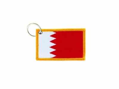 Keychain keyring embroidered embroidery patch double sided flag bahrain ...