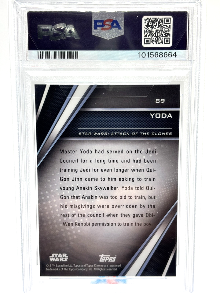 2023 Topps Star Wars Chrome Black YODA #89 Green Refractor /99 PSA 9 ...