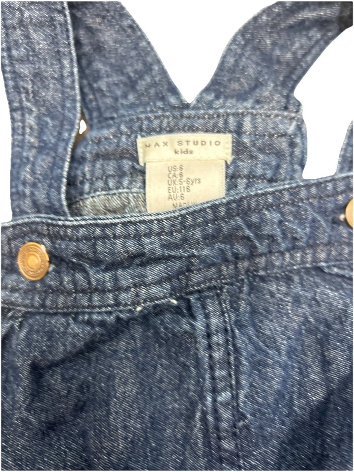 Max Studio Kids Denim Overall Dress Size 6 Girls Blue Jumper Heart ...