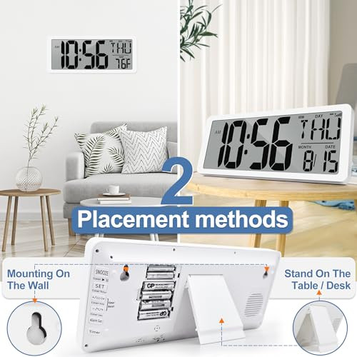 Atomic Clock 15" Digital Wall Clock Battery Operated Atomic 15" Atomic Clock | eBay