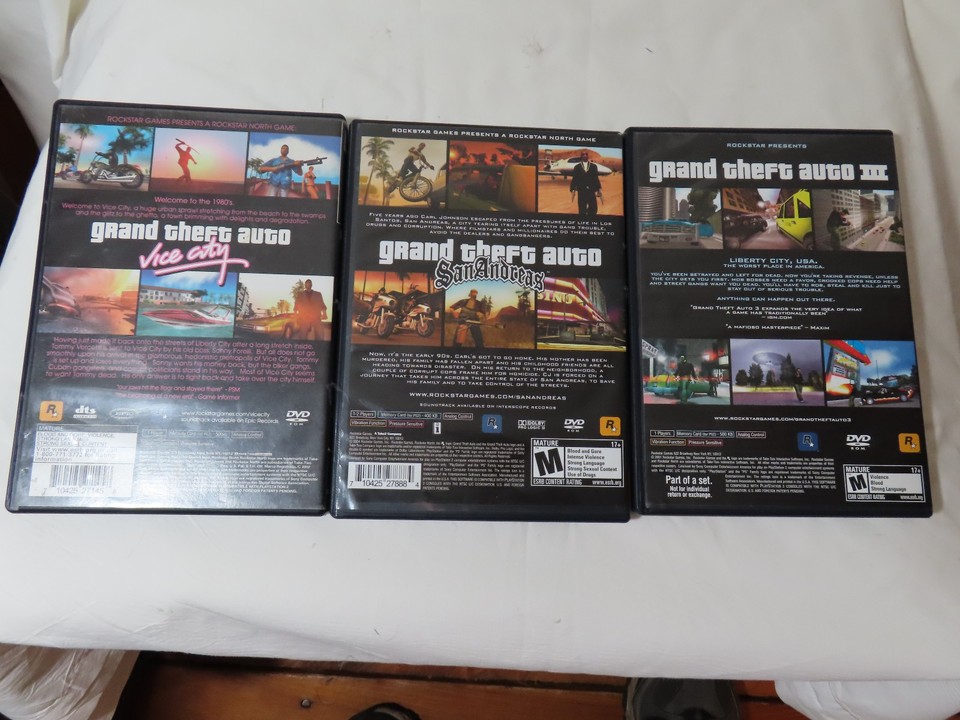 Grand Theft Auto PS2 Lot- Vice City, San Andreas, III All Ex Condition ...