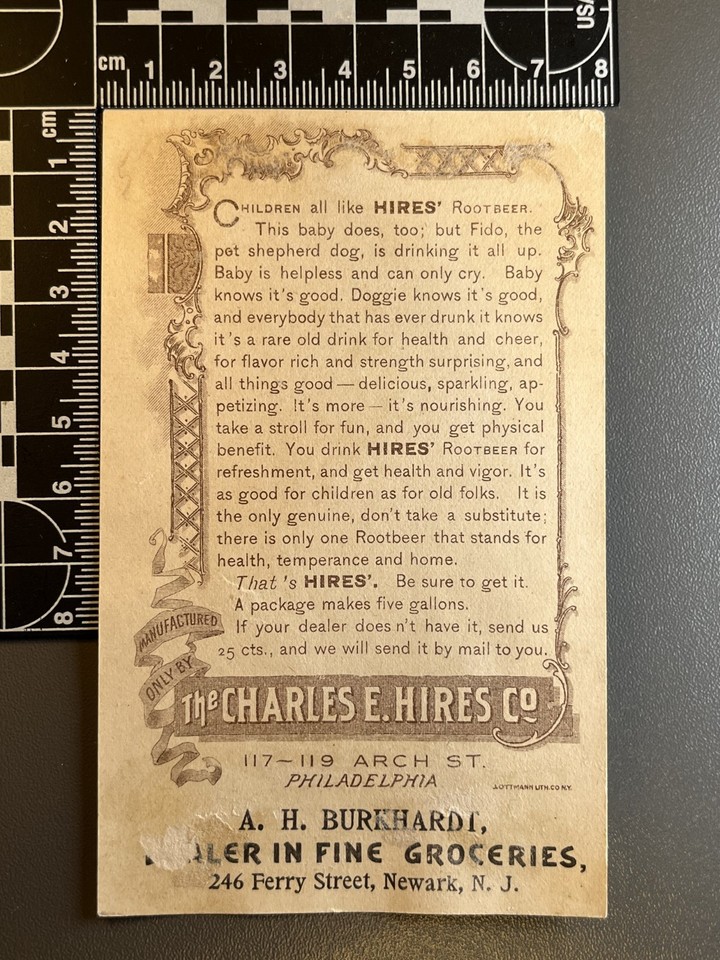 Antique Victorian Trade Card- Hires Root Beer - A.H. Burkhardt - Newark ...