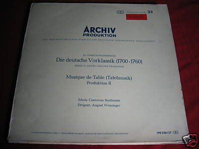 Telemann - Wenzinger - Schola Cantorum Basilienis Germany Archiv RED ...