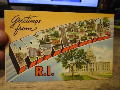 D2 RHODE ISLAND Old Postcard Greetings from Providence Large Letters ...