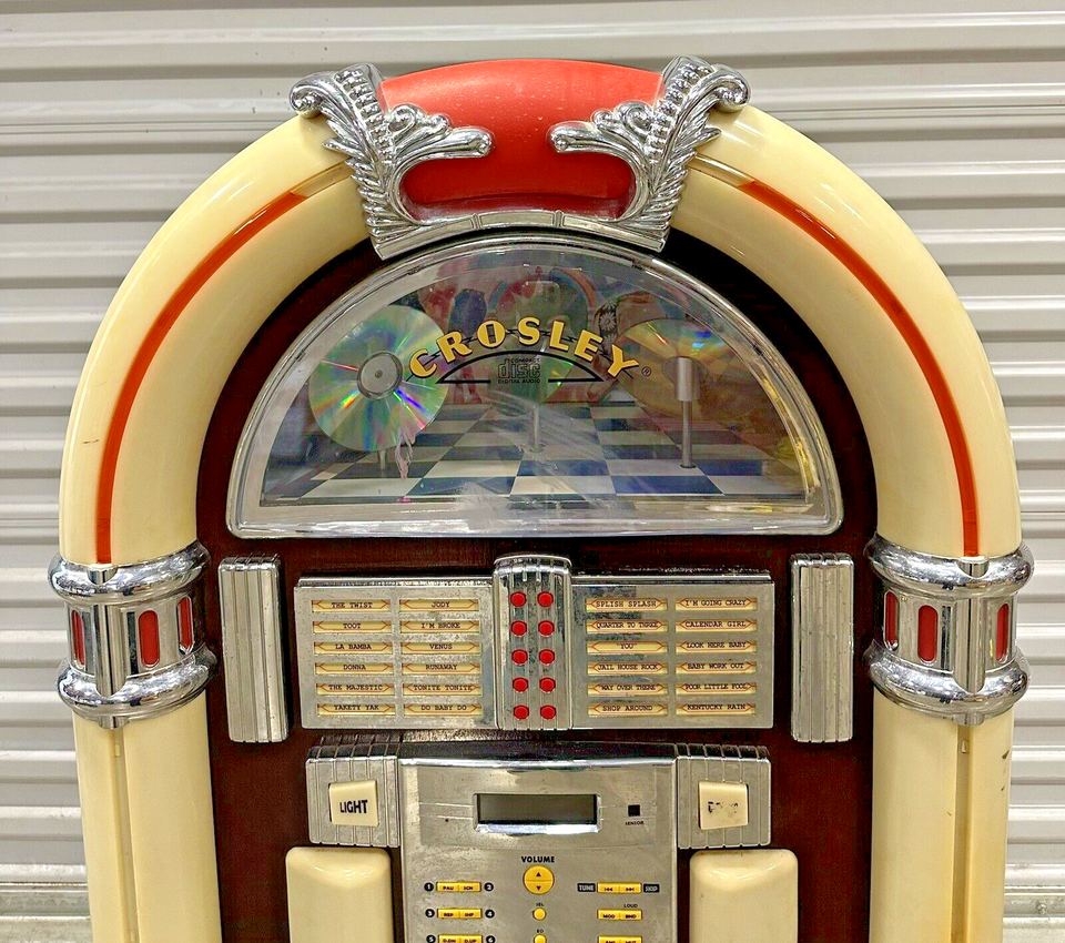 Crosley CR12-10 Jukebox W/ FM/AM Radio & Front Loading 10 Deck CD ...