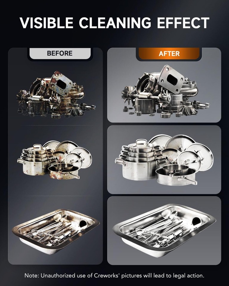 CREWORKS Ultrasonic Cleaner with Heater and Timer, 480W 22L ...