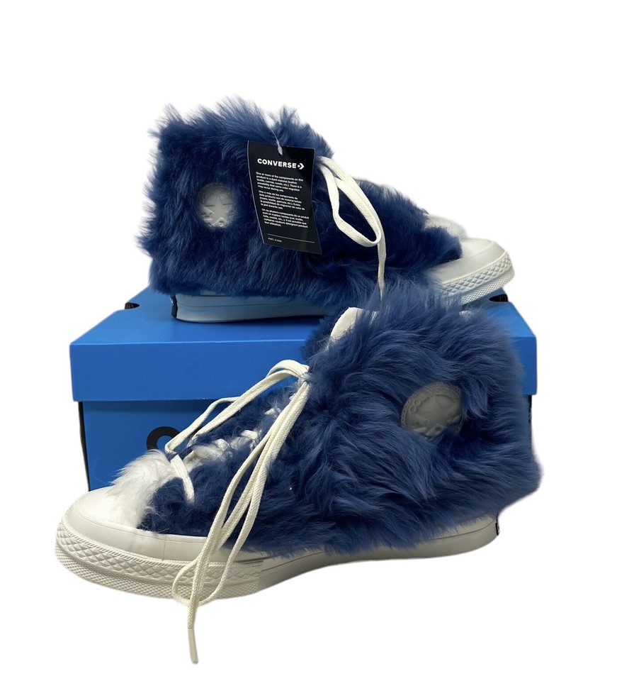 Converse Chuck 70 Fuzzy Hi Sneakers Navy Blue Shearling Wool Women ...
