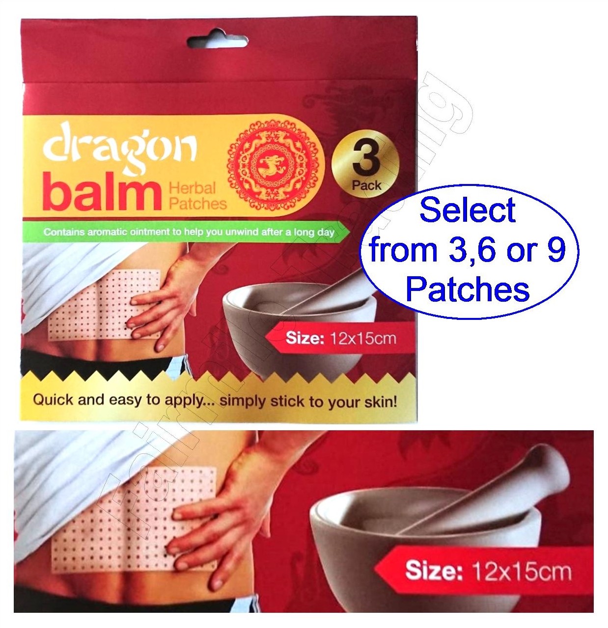 3, 6 or 9 Dragon Balm Chinese Herbal Natural Remedy Patches Back Pain ...