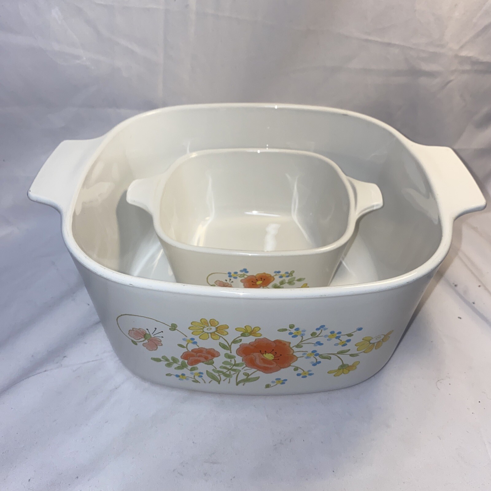 Vintage Corning Ware Wildflower 3 Qt Casserole Pyrex Orange Poppy No ...