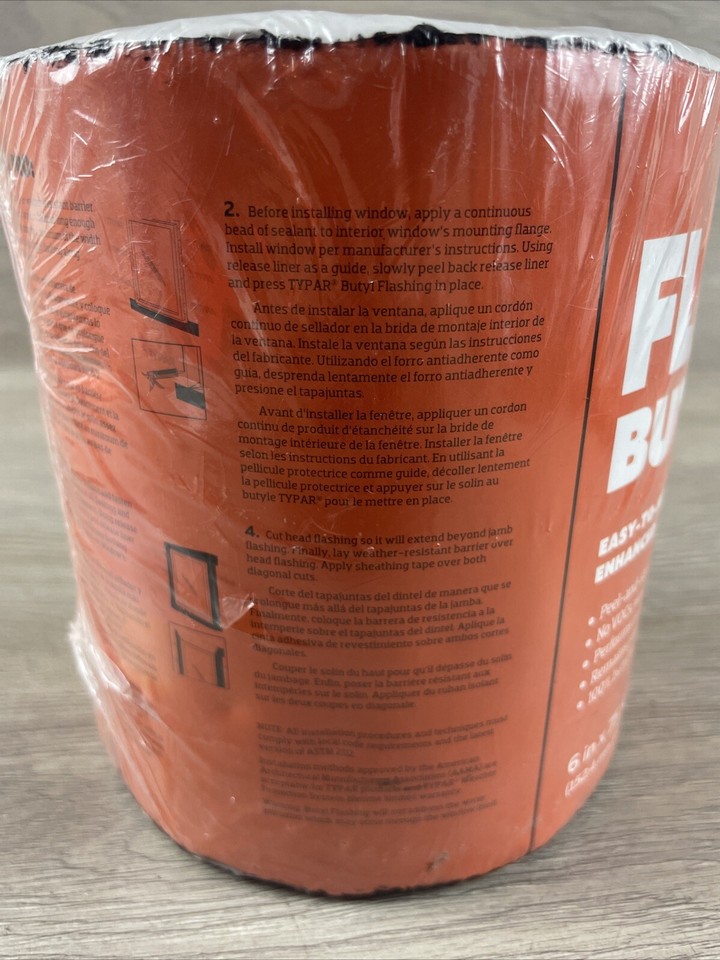 Typar Flashing Butyl Flashing 6" x 75' Ft. 6 Inch Peel and Stick | eBay
