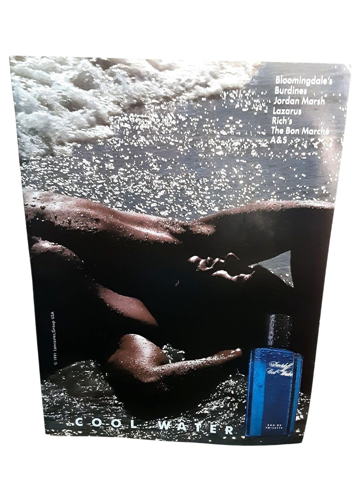 1994 Davidoff Cool Water Vintage Print Ad Men’s Fragrance Perfume Beach ...