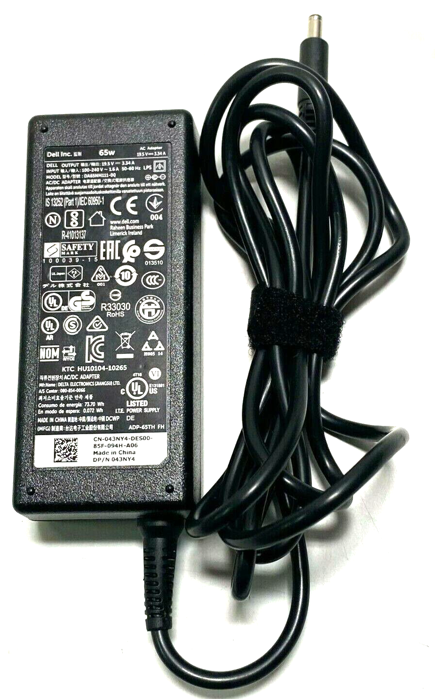 GENUINE DELL SMALL PIN 4.5mm CHARGER 19.5V - 3.34A 65W POWER LEAD REF ...