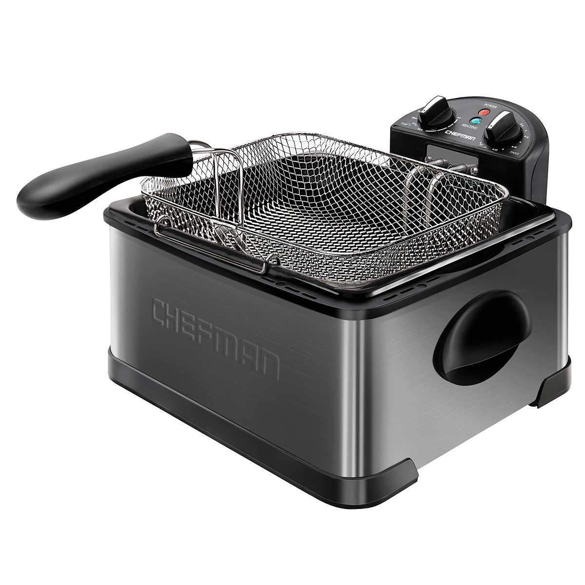 Chefman RJ07-45SS-B Stainless Deep Fryer Jumbo Size Black | eBay