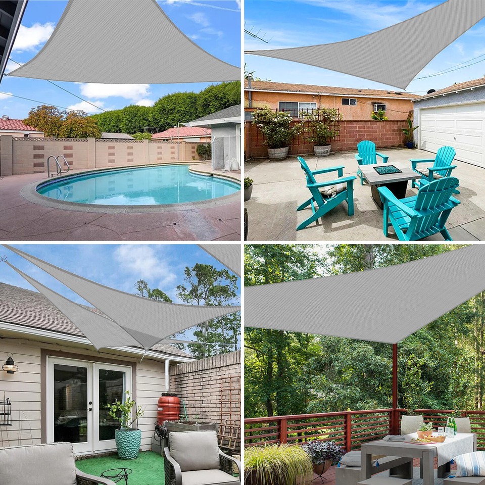 Triangle Curve Sun Shade Sail Home Garden Yard Pool Patio Cover Canopy ...